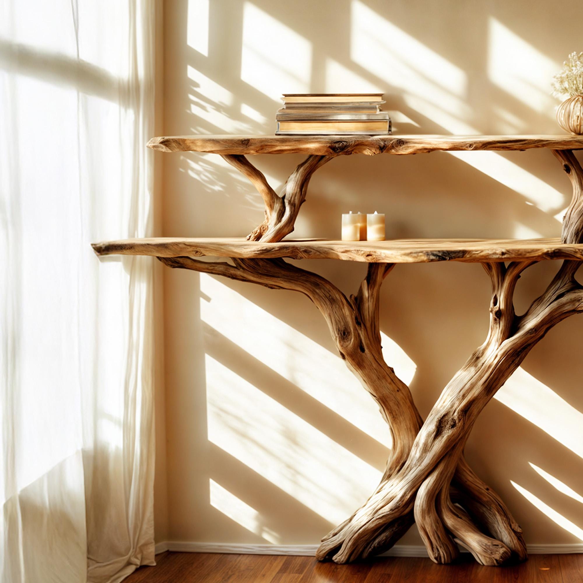 Solid Wood Live Edge Console Table Driftwood Tree Branch Natural ...
