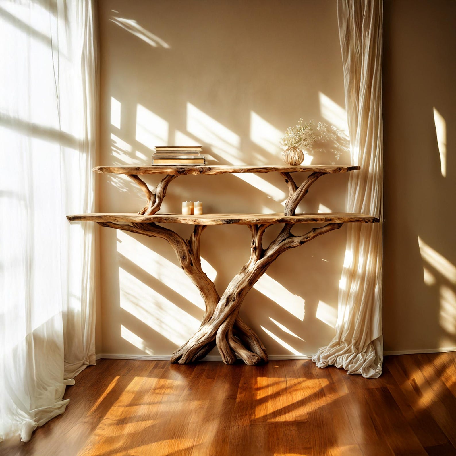 Solid Wood Live Edge Console Table Driftwood Tree Branch Natural ...