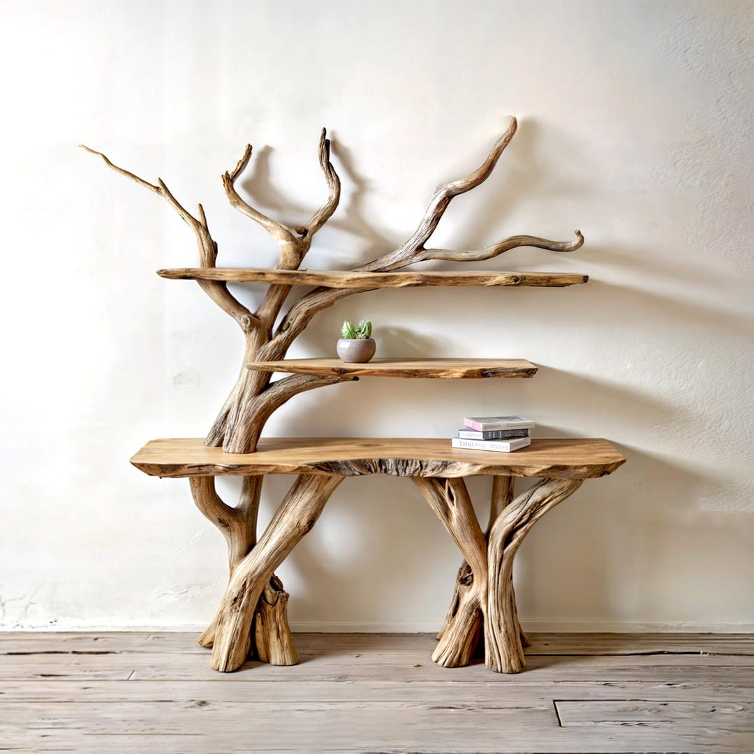 Tree Console Table Natural Driftwood Branch Solid Wood Live Edge Table ...