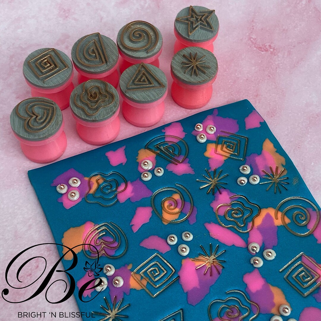 Polymer Clay Stamp | Mixed Shapes Patterns A-H | Single or Set | Easy ...