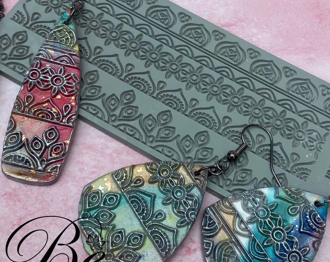 100x47mm Texture Mat for Polymer Clay Pattern Christmas Festive Rubber ...