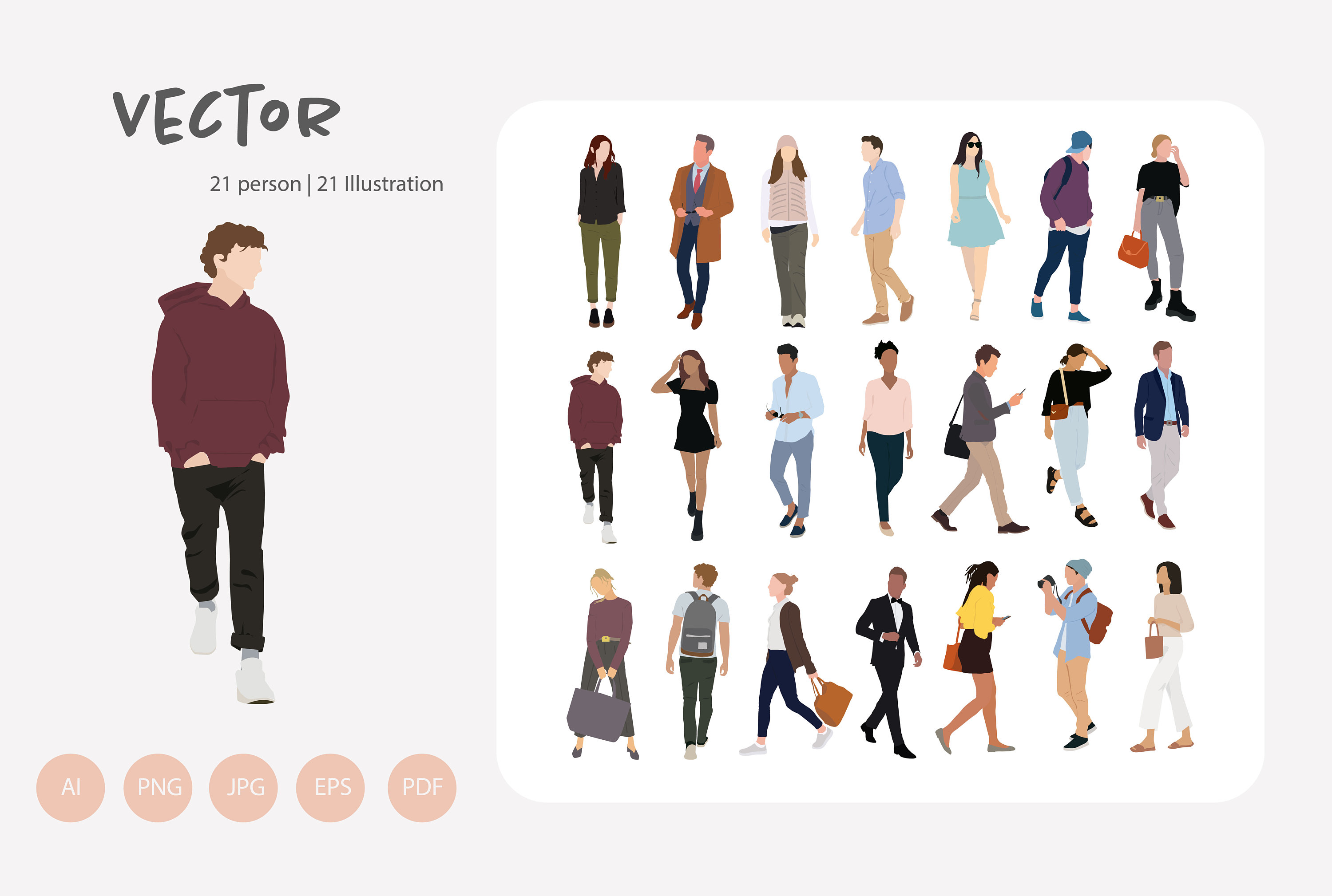 21 Flat Vector People Illustration Clipart AI PNG Transparent ...