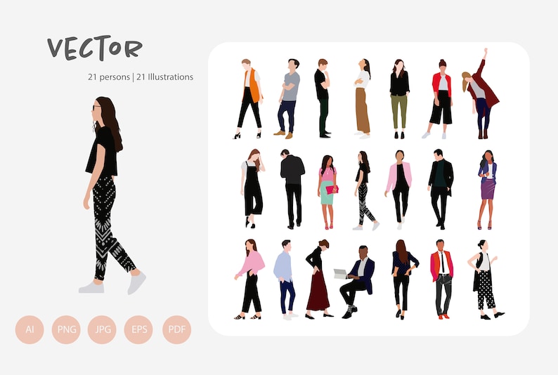 21 Vector People Illustrations for Architecture and Design AI, Png, Jpg ...