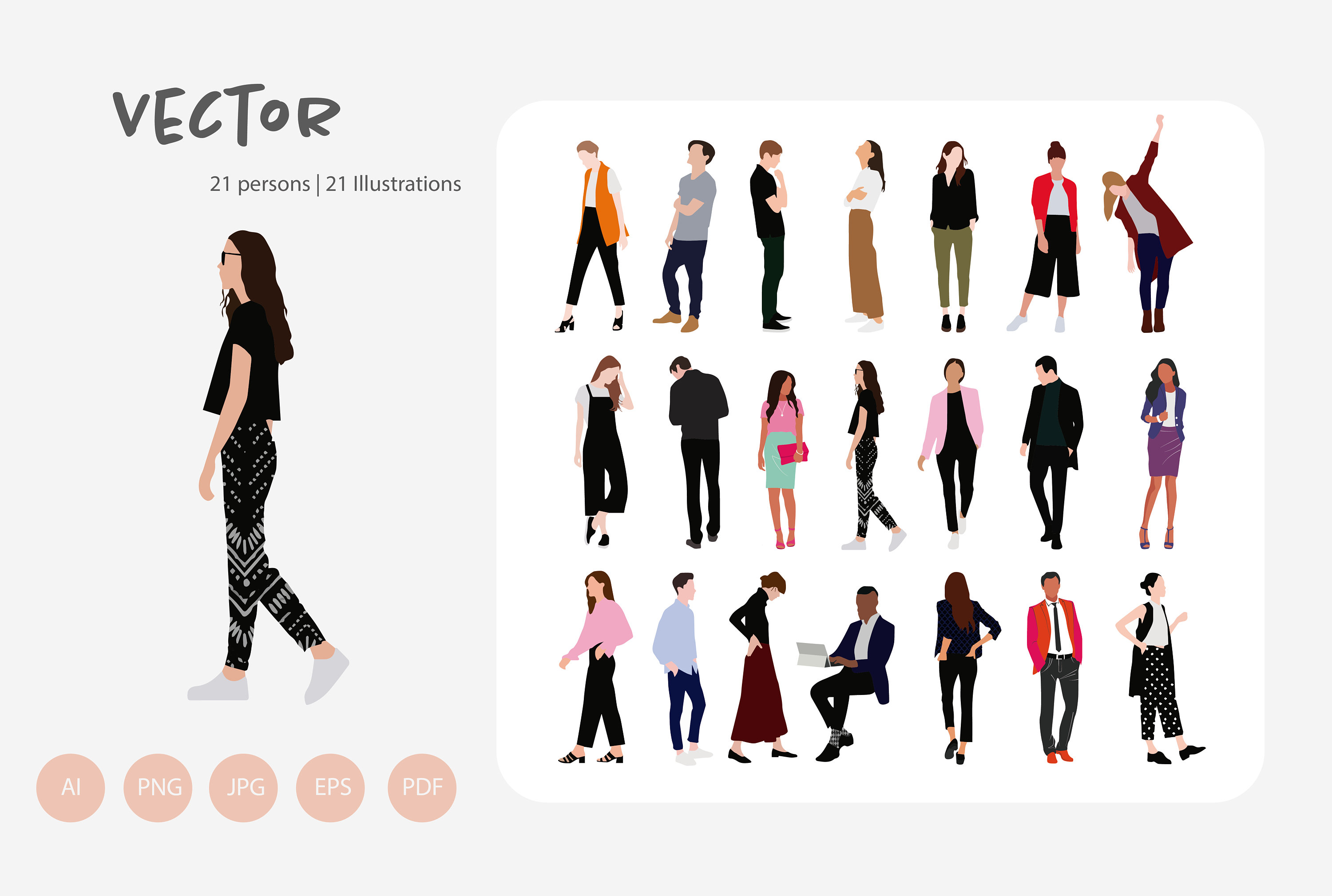 21 Vector People Illustrations for Architecture and Design AI, Png, Jpg ...