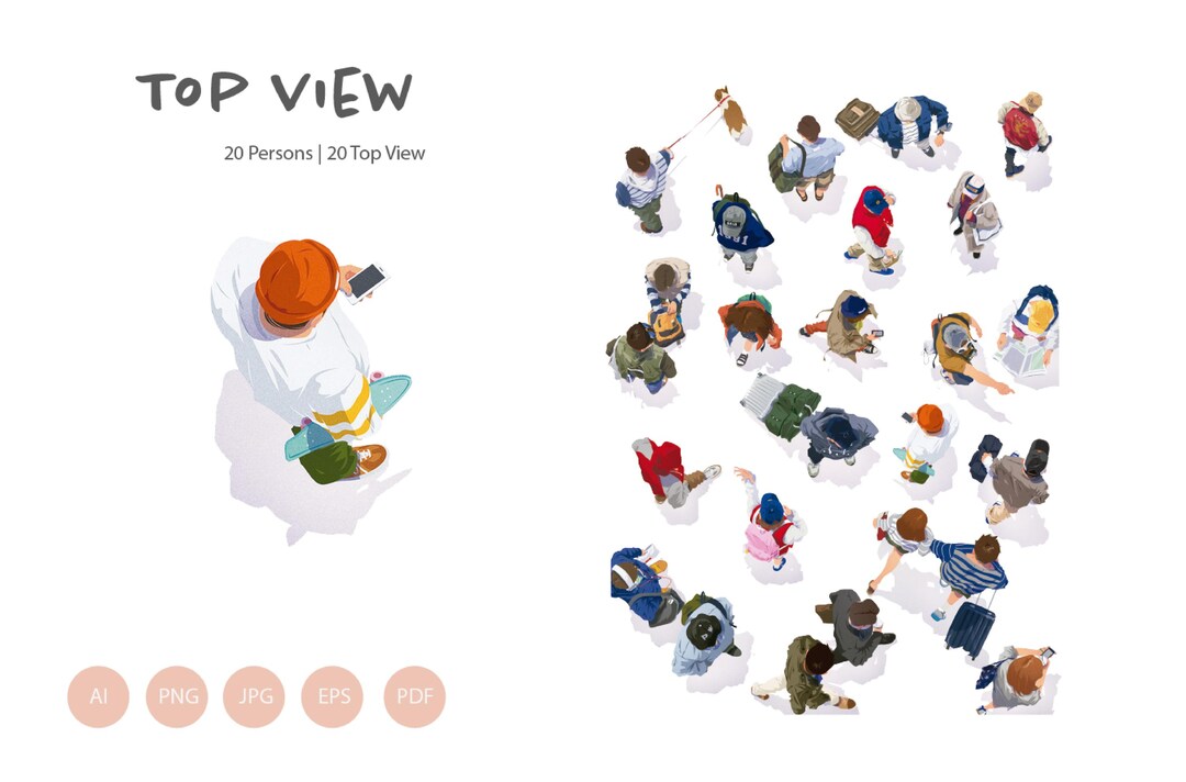 Top View Colourful People Cutouts – 20 Flat People Figures Image (ai ...