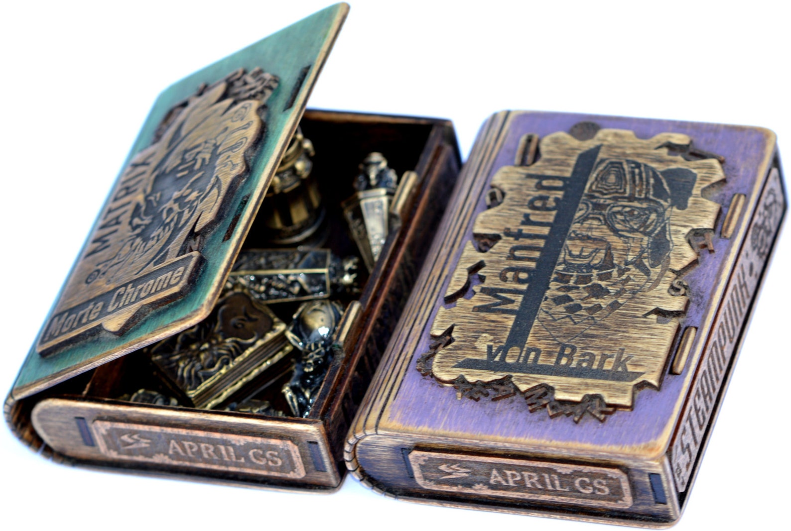 Steampunk Wooden Dice Box Book Set Storage for Dice | Etsy