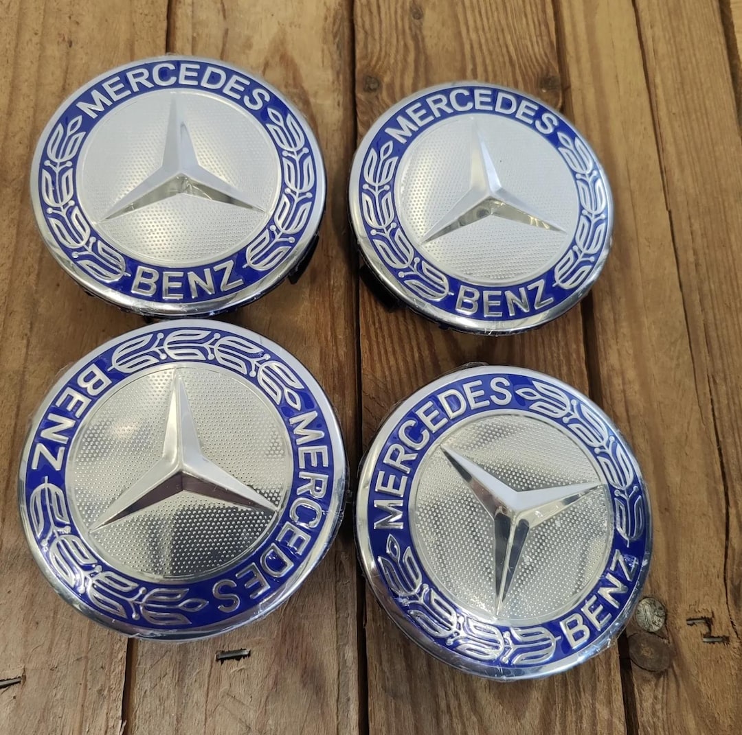 75 Mm Hub Caps MB Hubcaps Set of 4 Mercedes Benz Silver Blue - Etsy