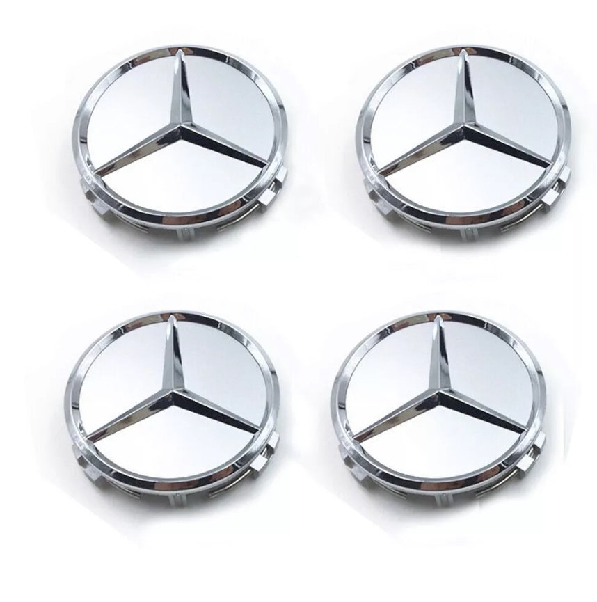 4x Mercedes Hub Covers 75 Mm Silver Logo Emblem Rim Wheel Center New - Etsy