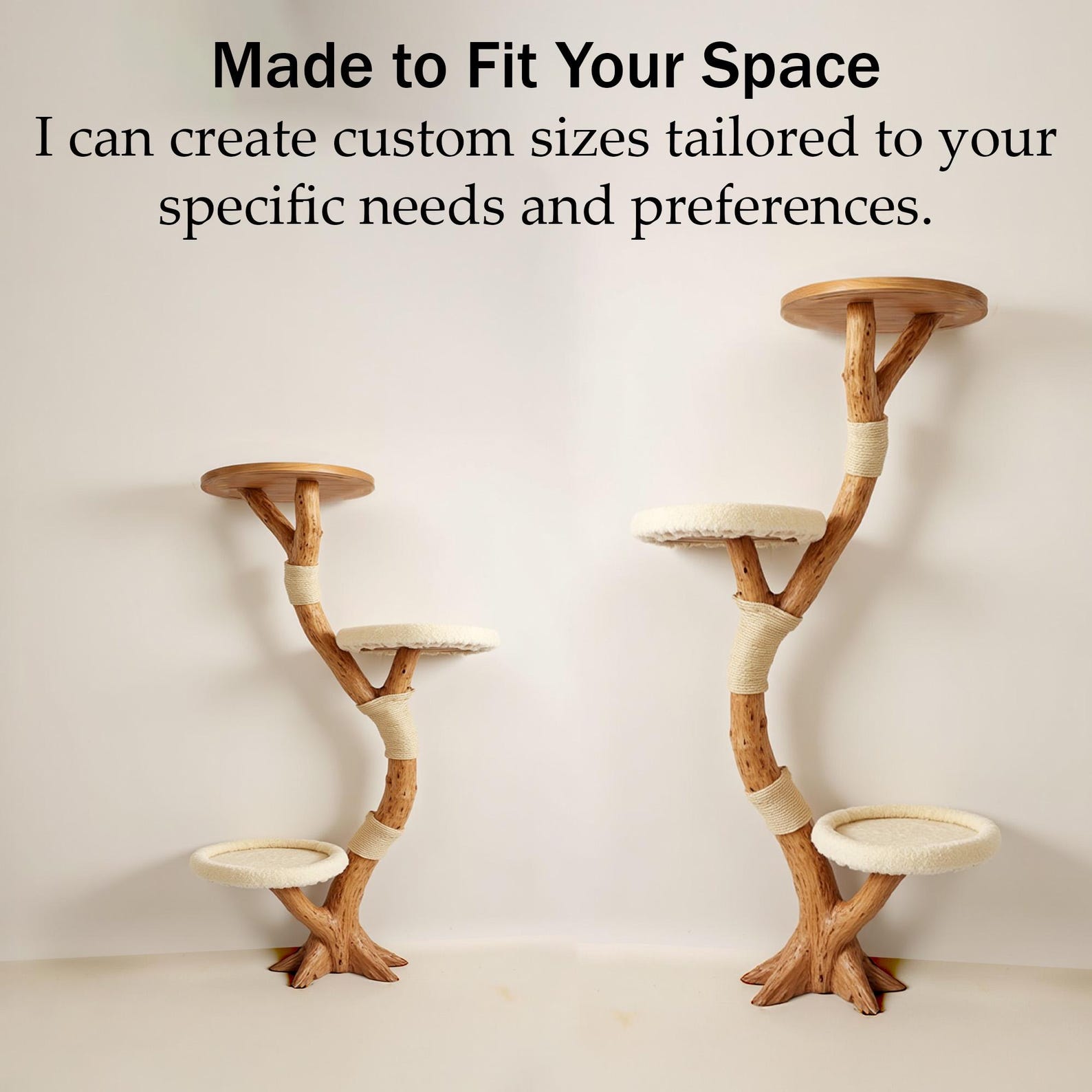 Solid Wood Natural Cat Tree Tower Driftwood Cat Climbing Scratching ...