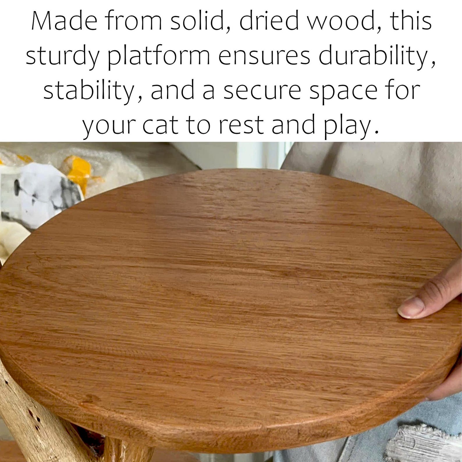 Solid Wood Cat Tree for Large Cat Natural Driftwood Scratching Post Cat ...