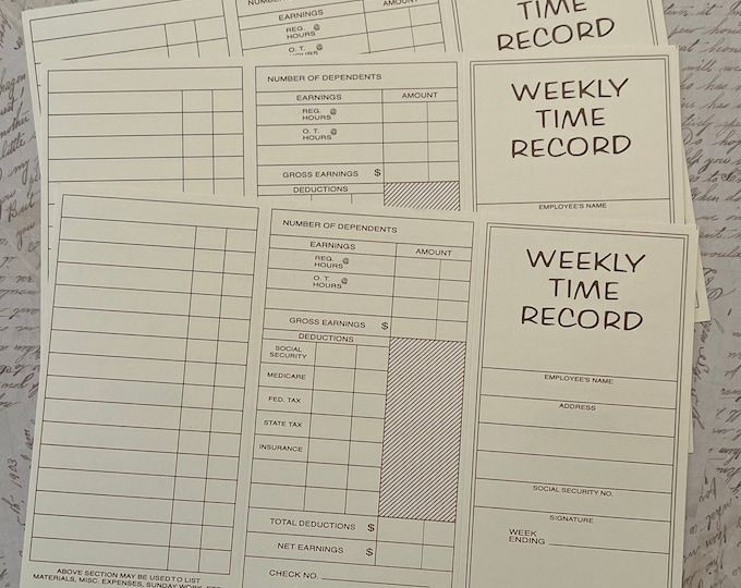 Retro Tri-fold Time Cards - Vintage Style Time Cards for Scrapbooking ...