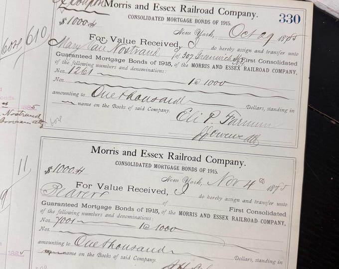 32 Antique Railroad Bond Ledger Pages - 1800’s Ledger Paper Pack - Junk ...