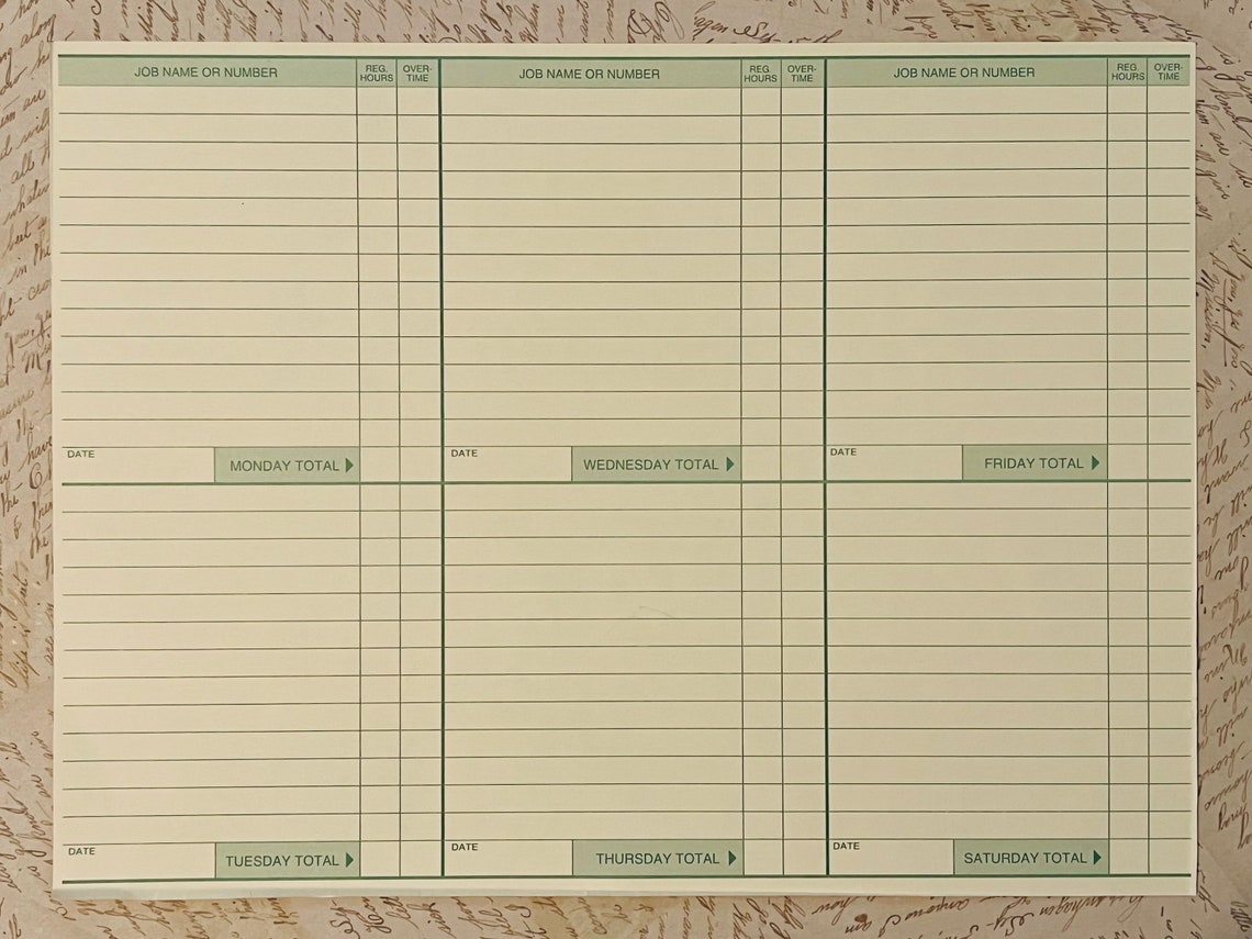 Vintage/retro Tri-fold Time Cards Junk Journal Double | Etsy