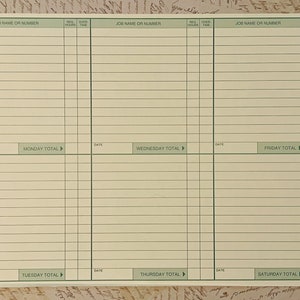 Vintage/retro Tri-fold Time Cards , Junk Journal, Double Sided ...