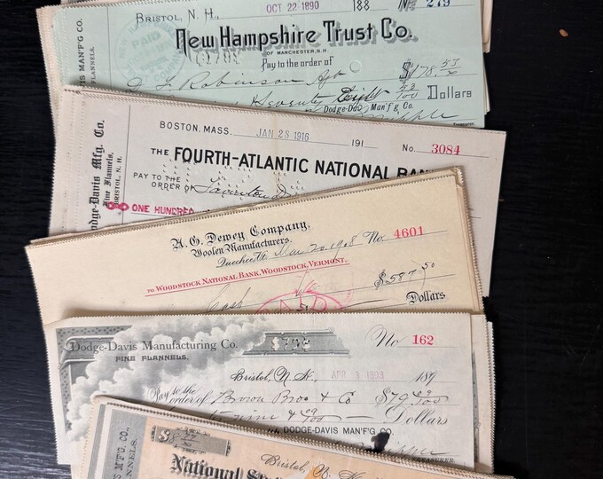 Antique 1800s Checks Set of 16 Vintage Ephemera Junk Journal Supplies ...