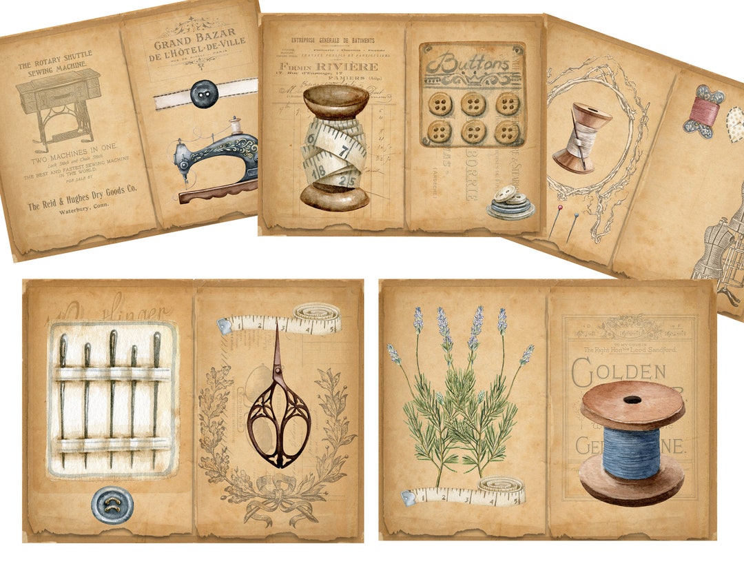 Sewing Junk Journal Digital, Printable Ephemera, Junk Journal Ephemera ...