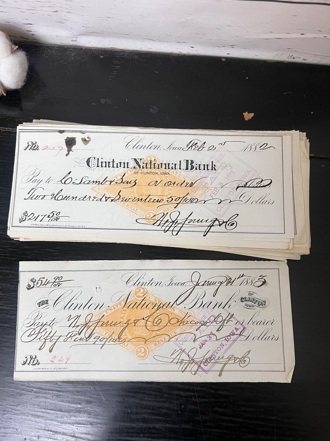 Vintage Antique 1800’s Checks- Set of 5 - Vintage Ephemera Junk Journal ...