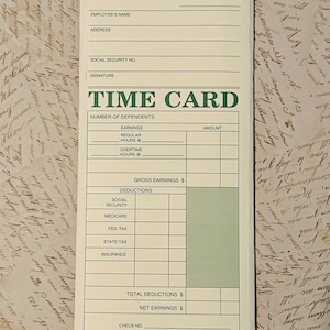 Vintage/retro Tri-fold Time Cards , Junk Journal, Double Sided ...