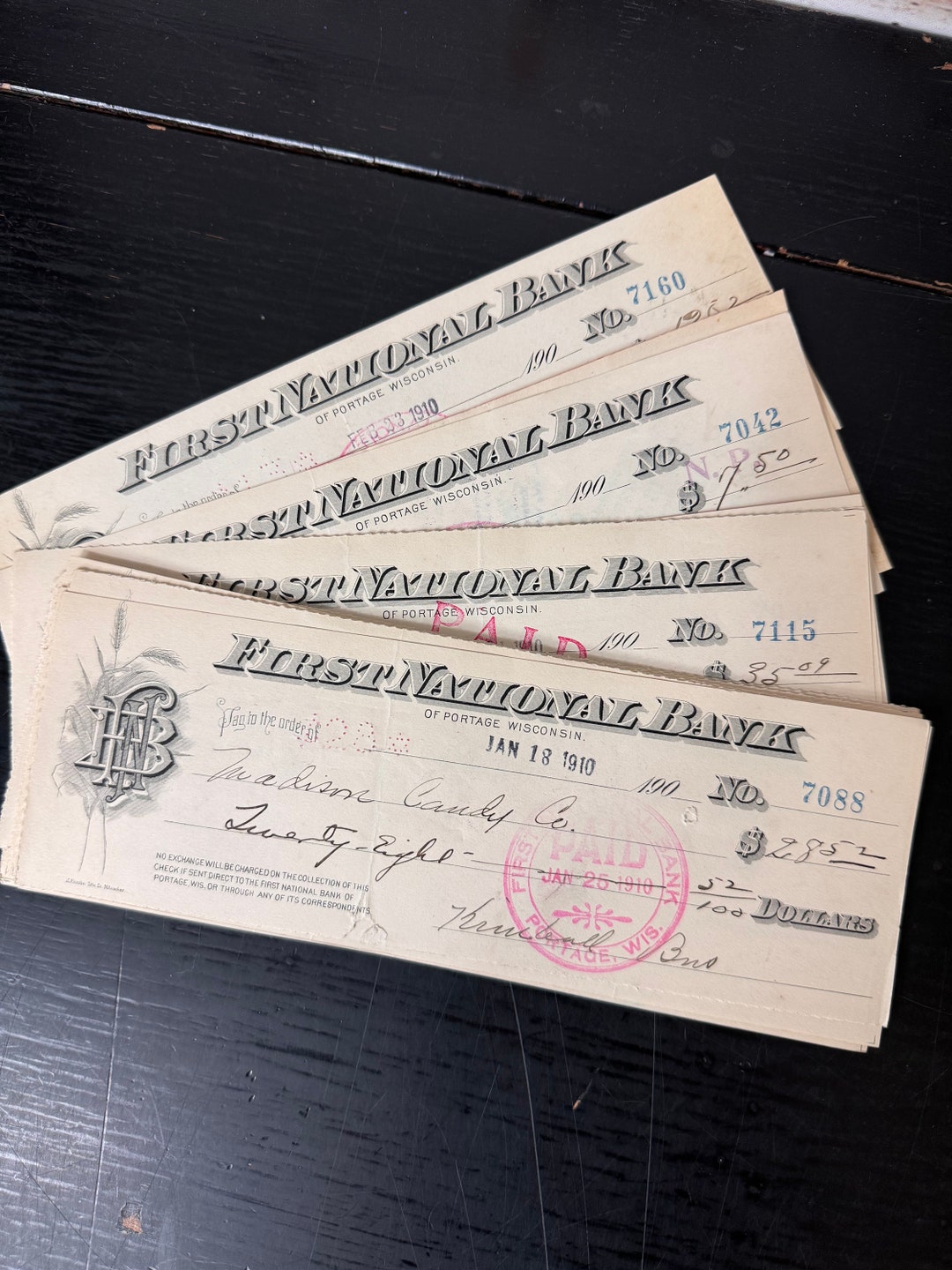 Vintage Antique Checks / Set of 18 / Antique Ephemera Junk Journal ...
