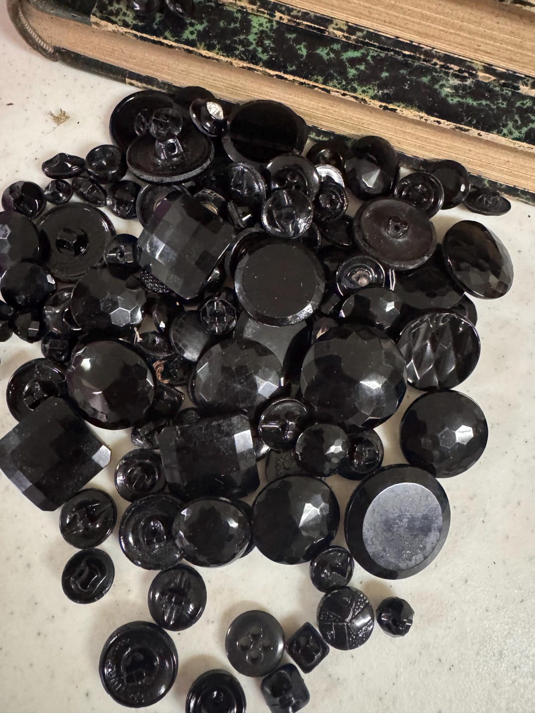 Vintage Glass Button Lot - Assorted Buttons - Black Glass Buttons ...