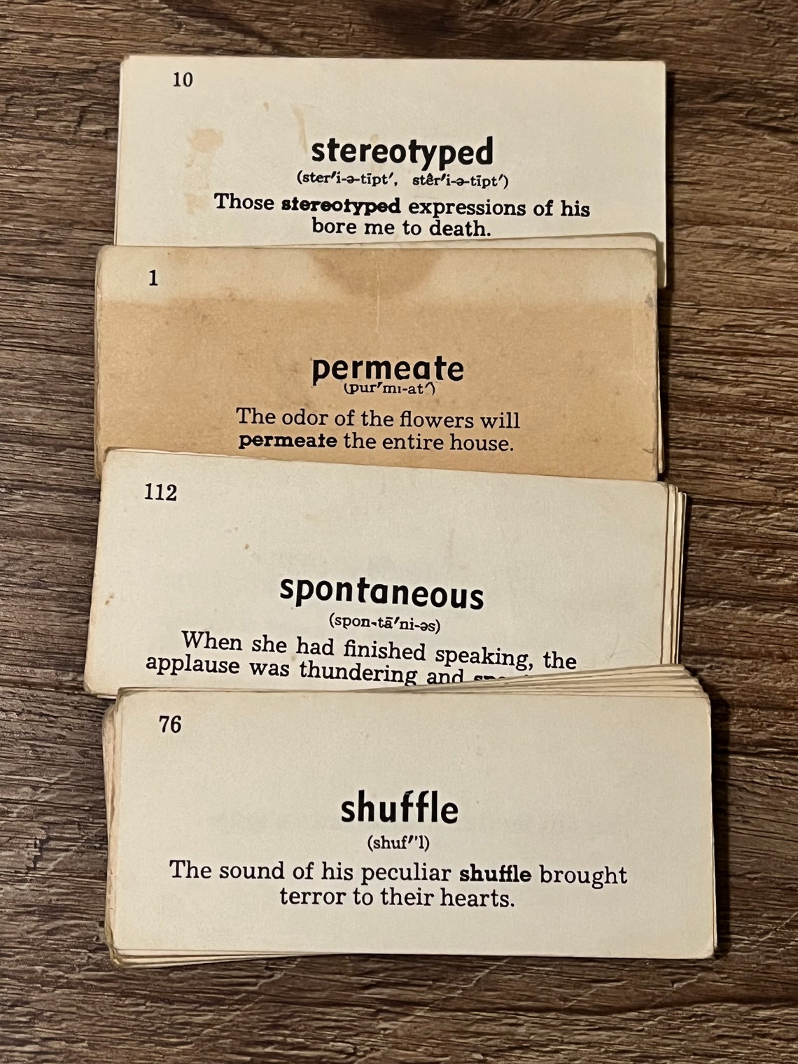 Vintage English Vocabulary Cards Set of 10 - Etsy
