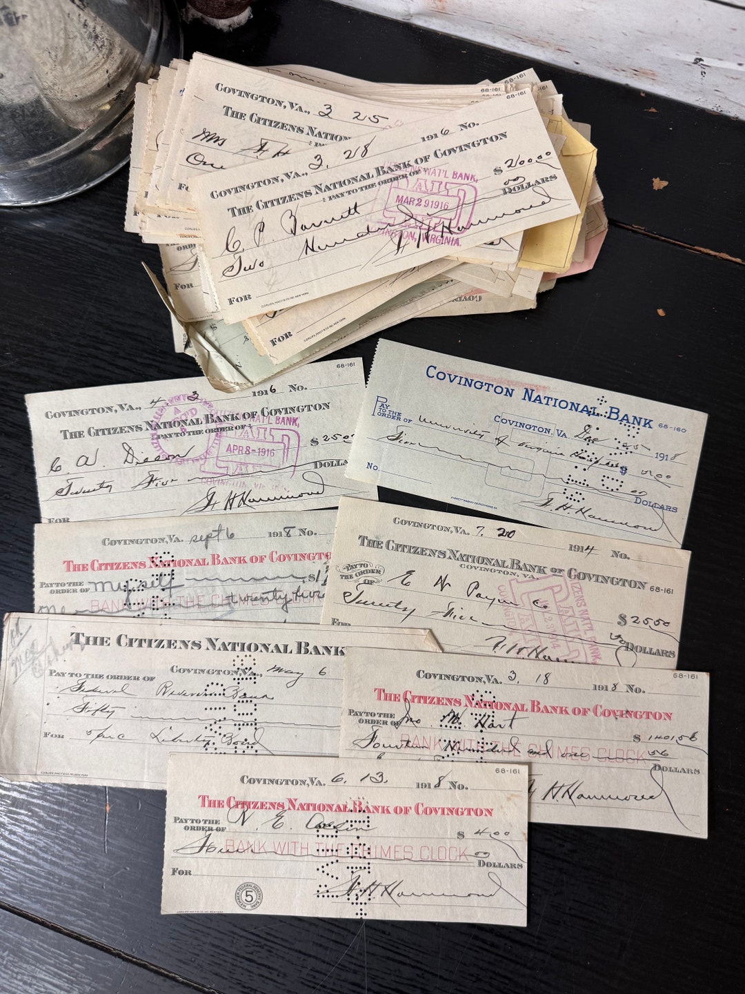 Vintage Antique Checks / Set of 12 / Antique Ephemera Junk Journal ...