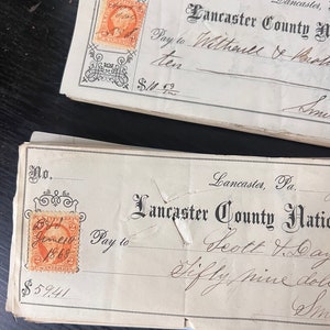 Vintage Antique 1900s Checks. Set of 5. Vintage Ephemera Junk Journal ...
