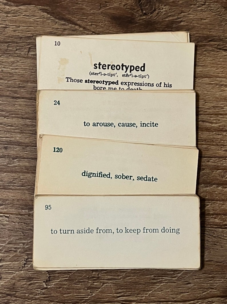 Vintage English Vocabulary Cards - Set of 10 - Etsy