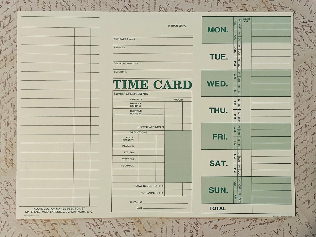 Vintage/retro Tri-fold Time Cards , Junk Journal, Double Sided ...