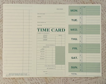 Vintage Time Cards - Etsy
