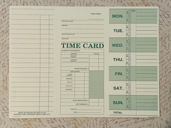 Vintage/retro Tri-fold Time Cards Junk Journal Double | Etsy