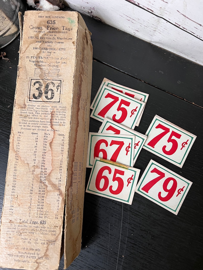 Set of 10 Vintage Store Price Tags / Paper Ephemera / Scrapbooks ...