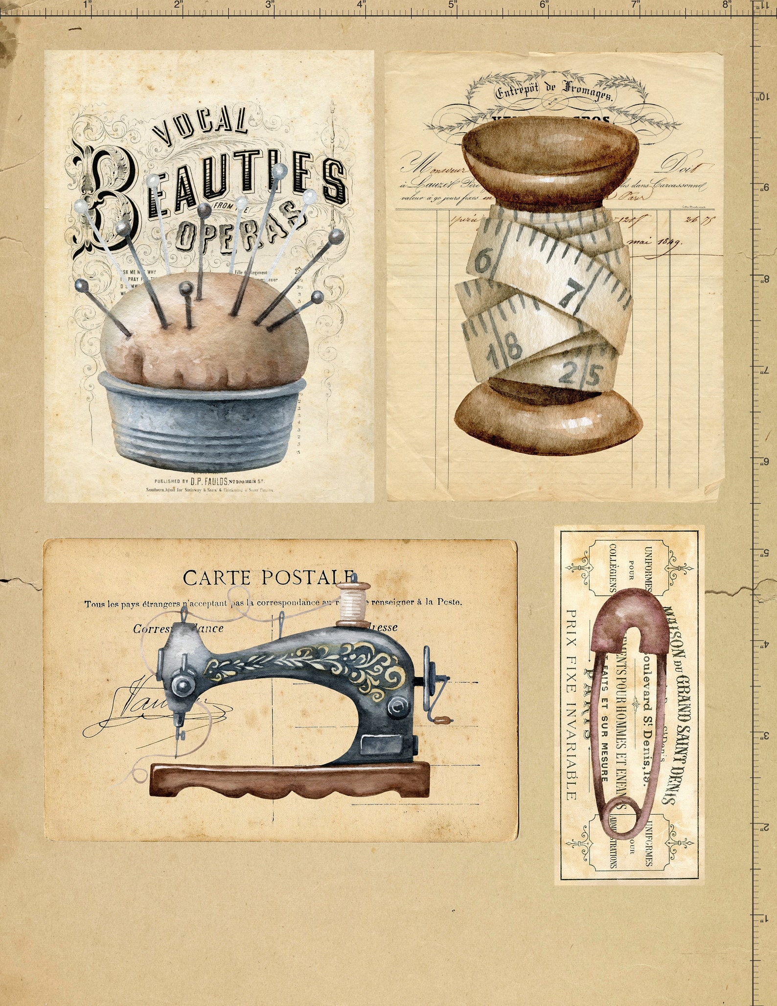 Sewing Junk Journal Digital Printable Ephemera Junk Journal Etsy 