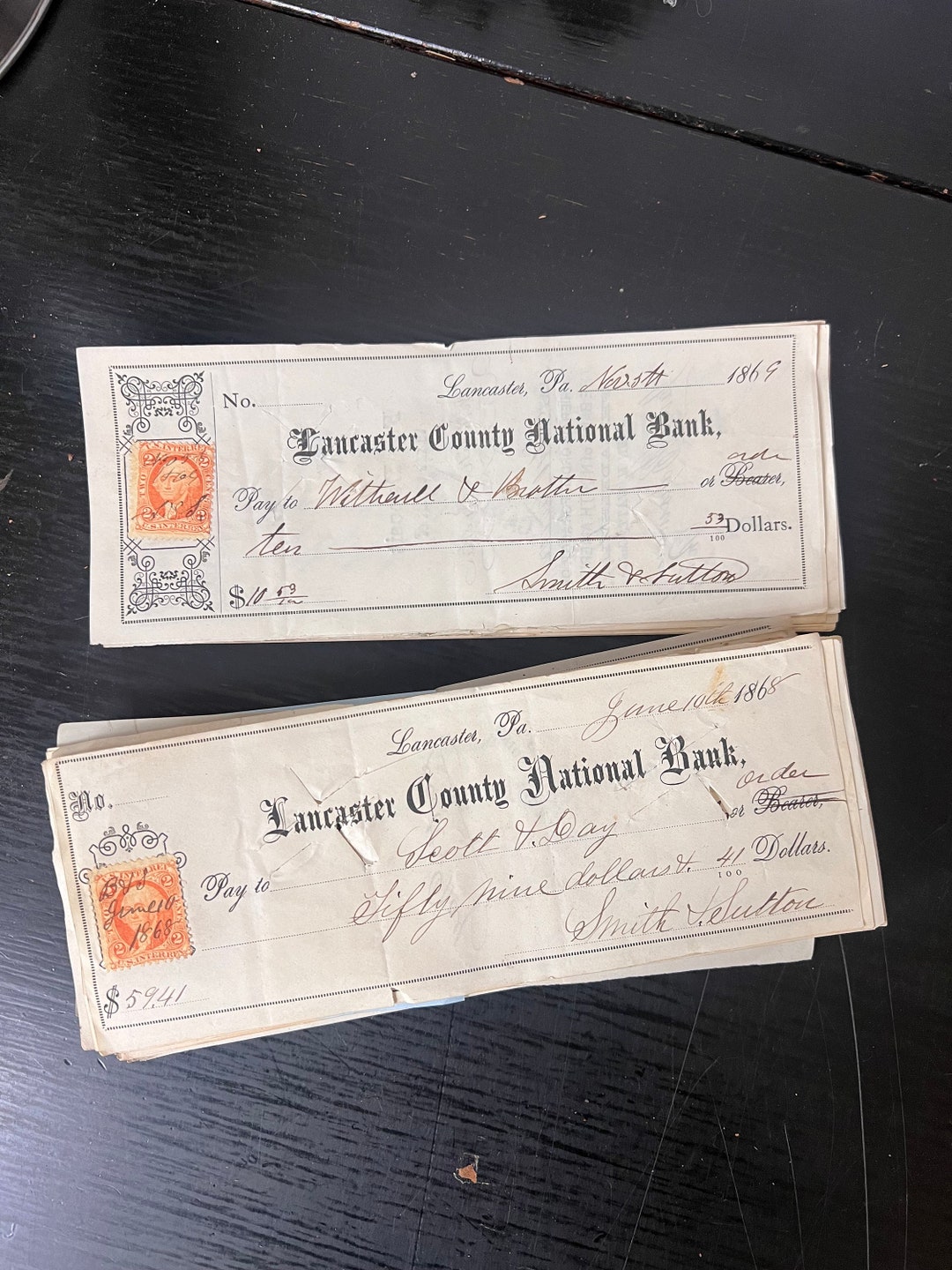 Vintage Antique 1900’s Checks. Set of 5. Vintage Ephemera Junk Journal ...