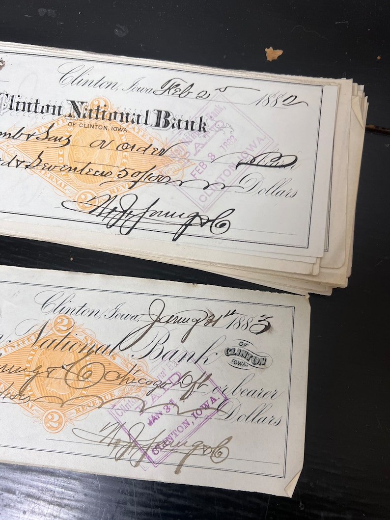 Vintage Antique 1800’s Checks- Set of 5 - Vintage Ephemera Junk Journal ...