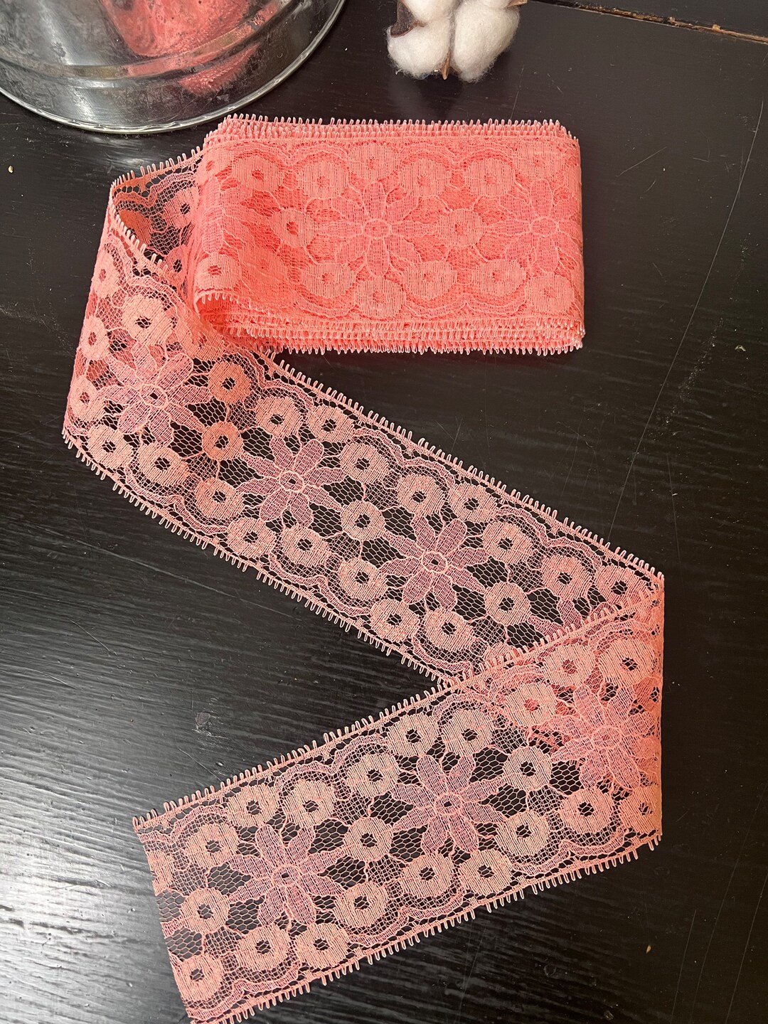 Peach Vintage Lace Trim, 2.5” Wide Lace, Decorative Lace Trim, Craft ...