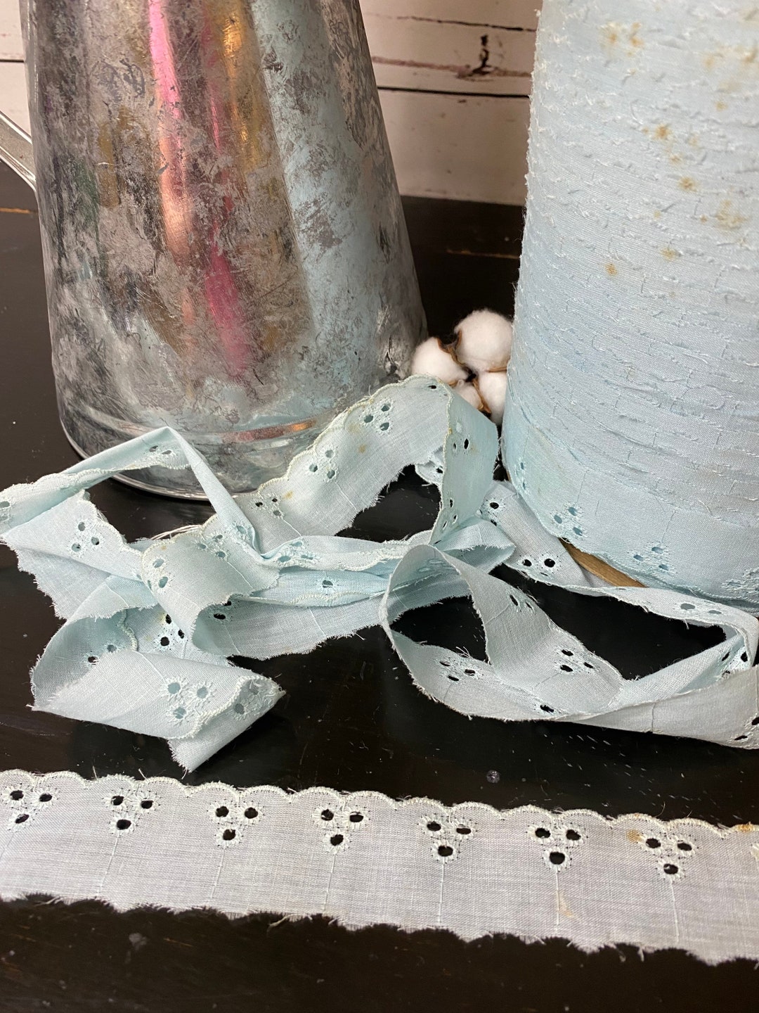 Vintage Baby Blue Eyelet Trim Lace - Etsy
