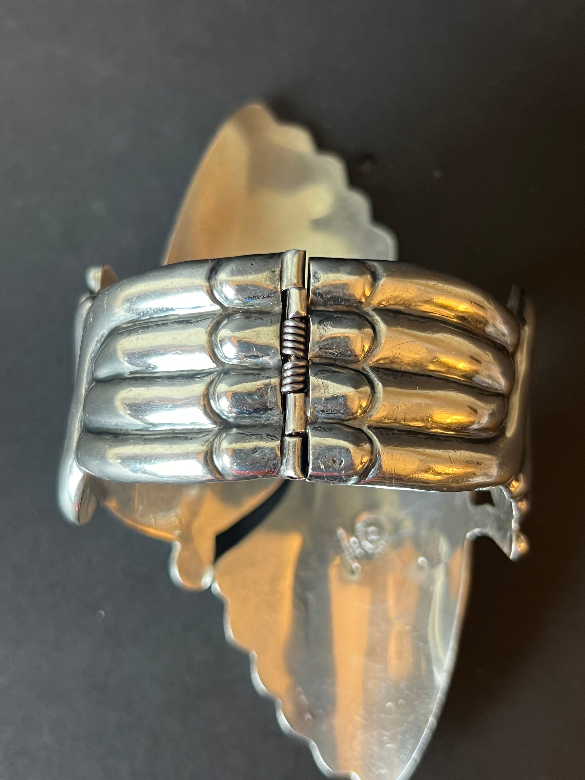 Vintage Sterling Silver Mexico Taxco Hinged Cuff Bracelet Alfredo ...