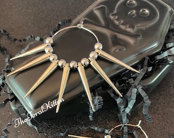 Deadly Girl Punk Rock & Heavy Metal Style Spike Hoop Earrings in Small ...