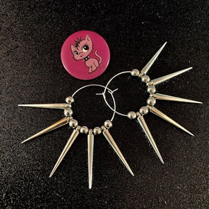 Deadly Girl Punk Rock & Heavy Metal Style Spike Hoop Earrings in Small ...