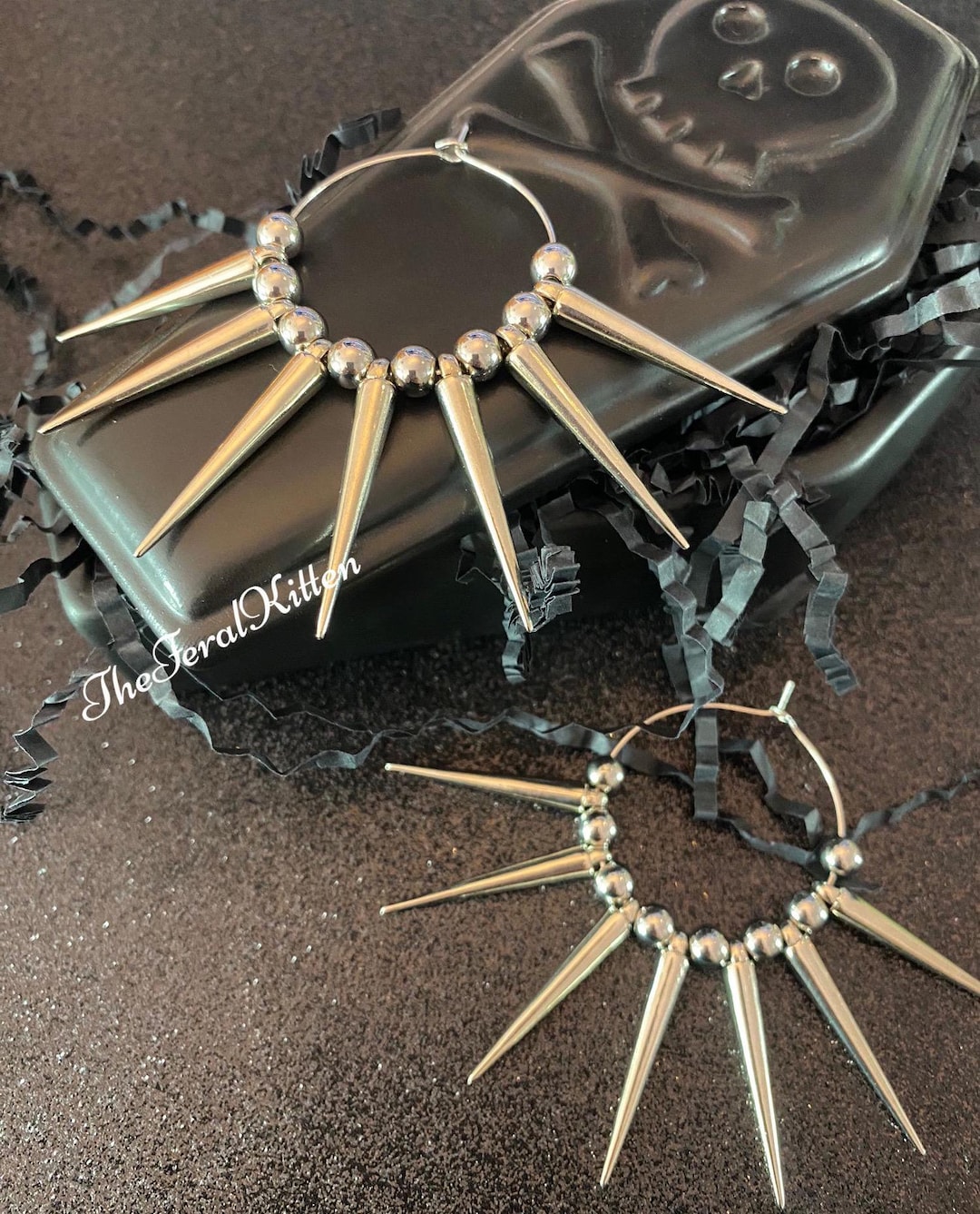 Deadly Girl Punk Rock & Heavy Metal Style Spike Hoop Earrings in Large ...