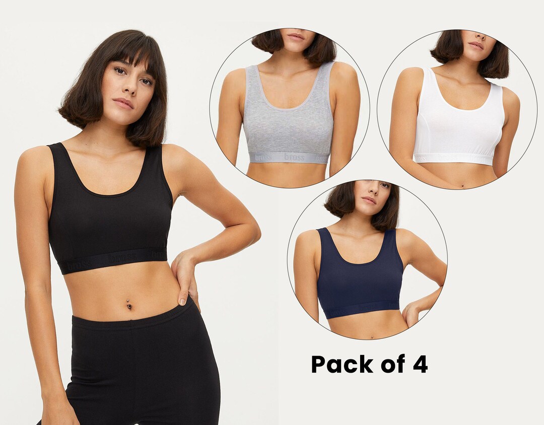 Women's Cotton Sport Bra 4 Color Options Pack of Multiple - Etsy