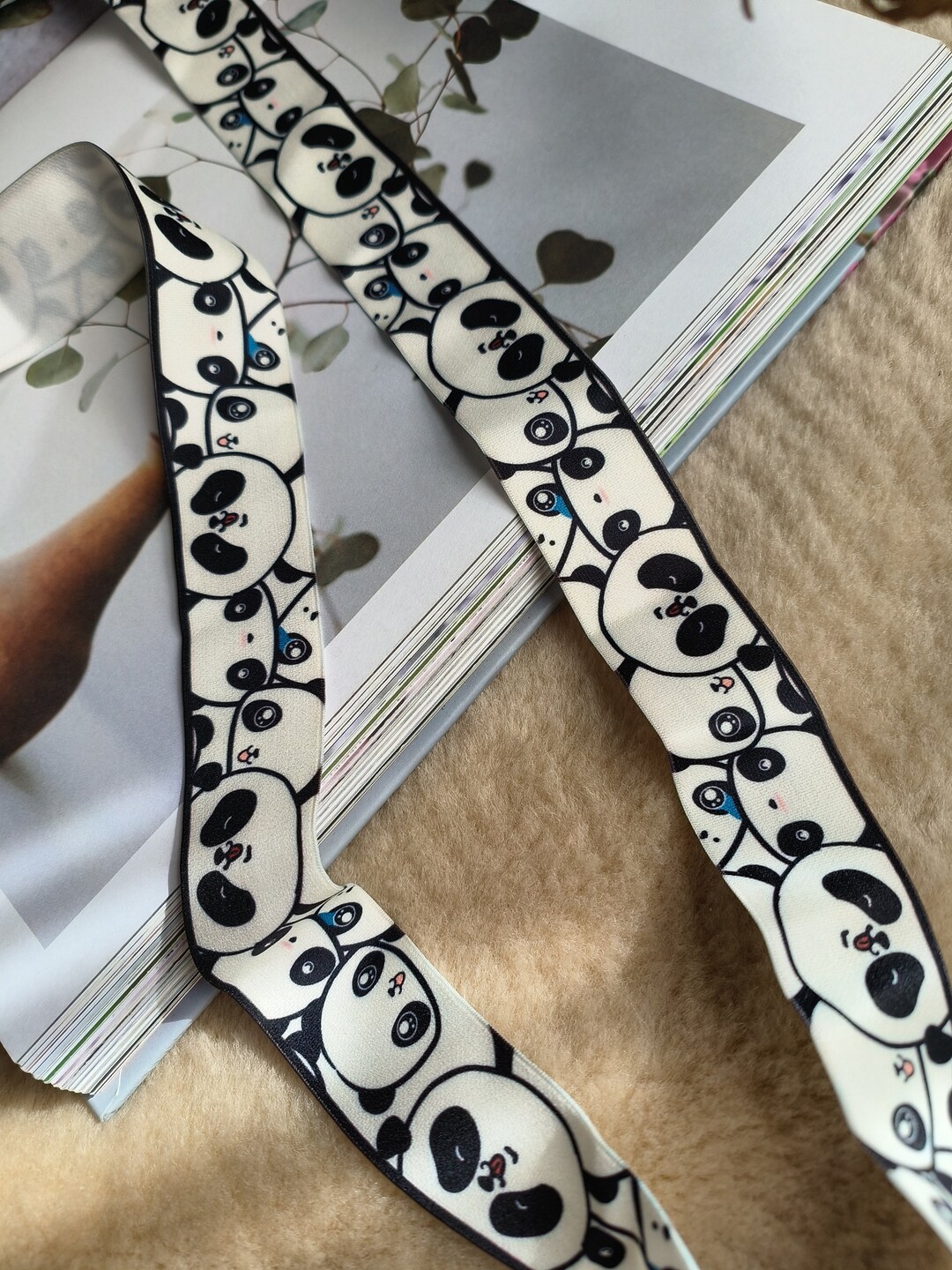 1 Metre, 26mm(1.02”) Wide, Premium Soft Lovely Pandas Elastic Band ...