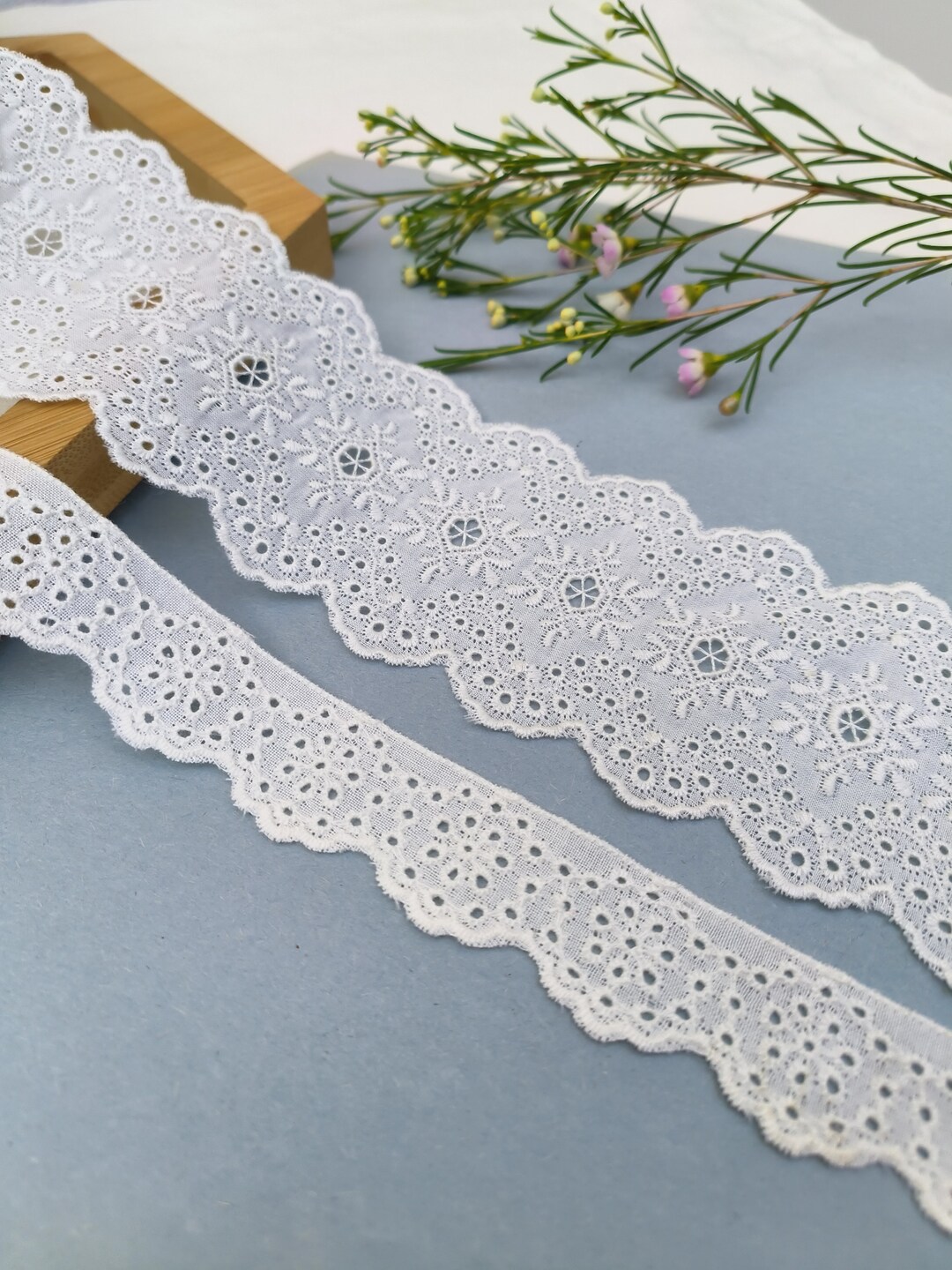 1 Metre, 25mm/70mm Wide Off-white Eyelet Cotton Lace Trim - Cotton Lace ...