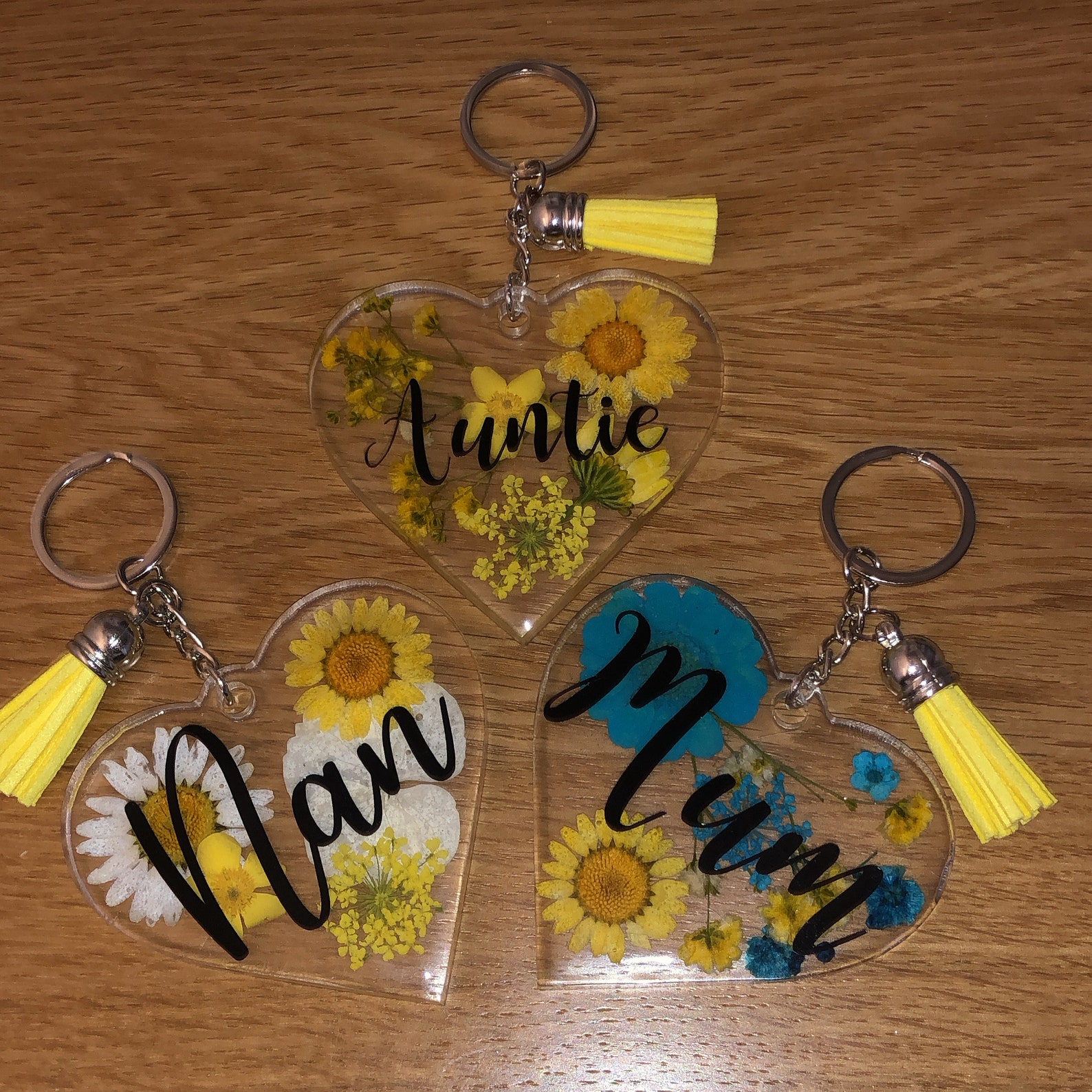 Resin Personalised Heart Keyrings - Etsy