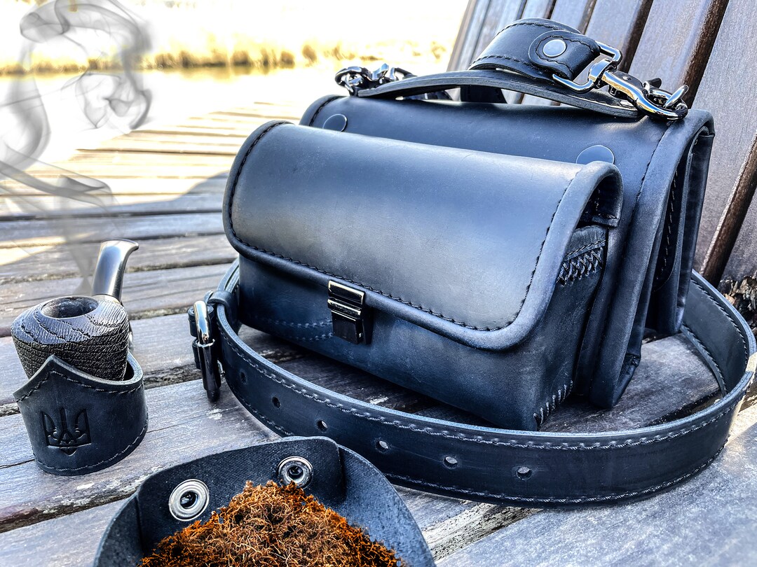 Custom Leather Pipe Caseblack Pipe Bagtobacco Bagpipe Rollleather Pipe ...