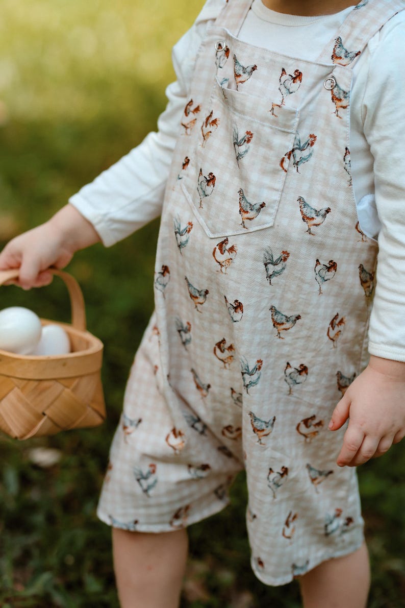 Gingham Chicken Overalls | Handmade Boy Overalls | Gingham Boy Overalls ...