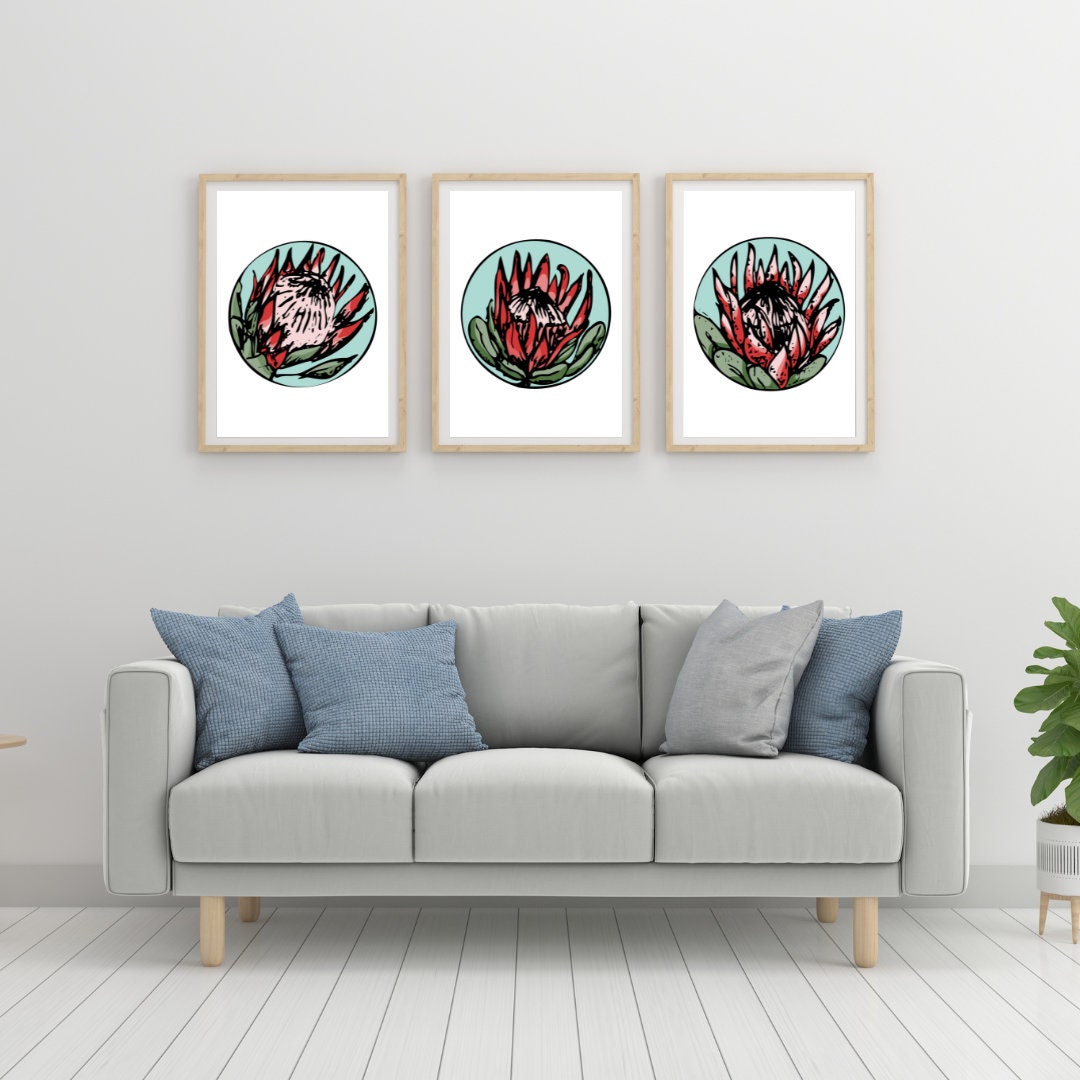 The Proteas 3 Colorful Protea Printable Digital Art, Flower, Modern ...
