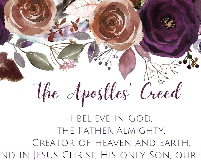 Apostle's Creed Prayer, Fall Floral, Catholic Prayer Digital File ...