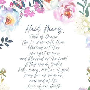 Hail Mary Prayer, Catholic Prayer, Digital File Download - Etsy